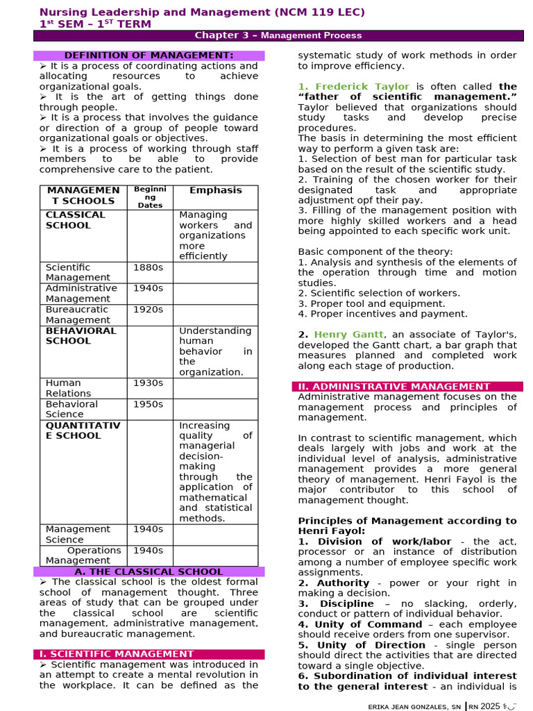 Chapter 3 - Management Processs | PDF
