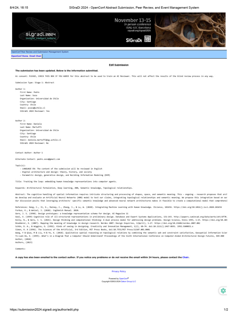 SIGraDi 2024 - OpenConf Abstract Submission, Peer Review, and Event Management System | PDF