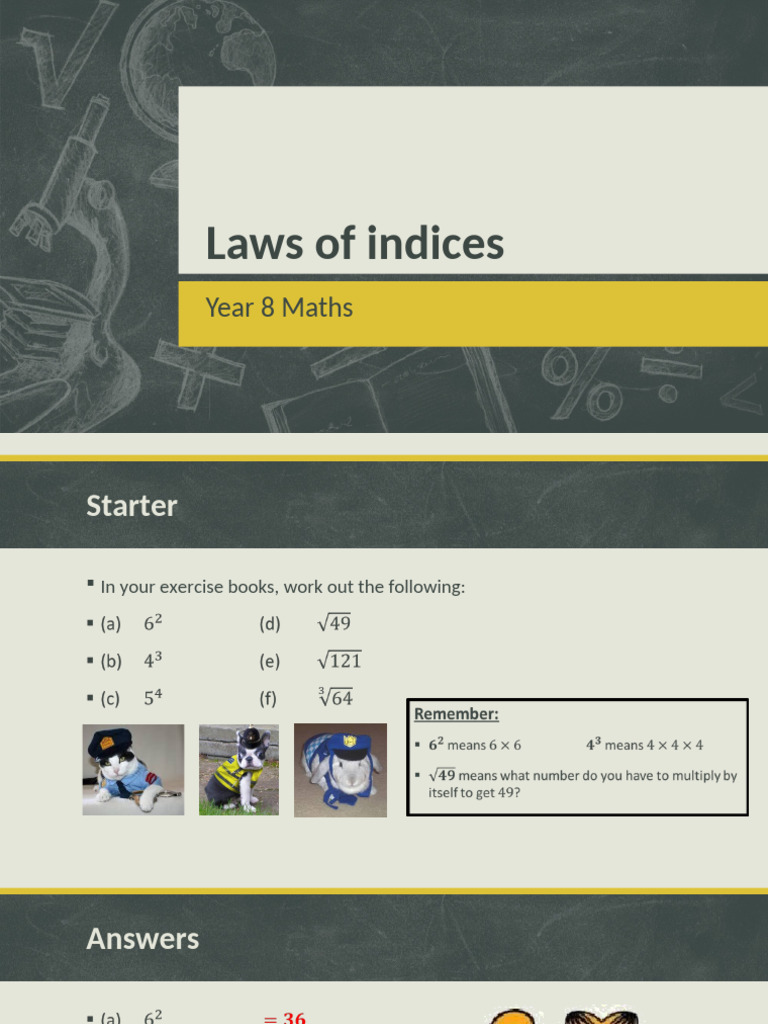 Laws of Indices Lesson | PDF