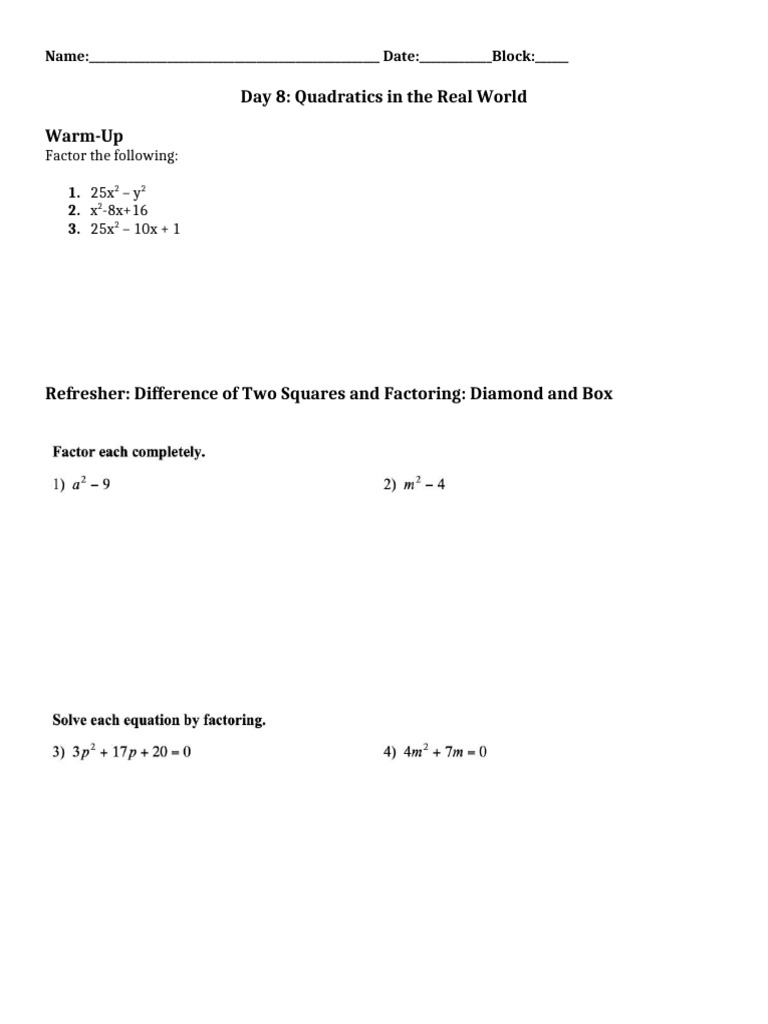 Algebra 1 Quadratic Notes | PDF