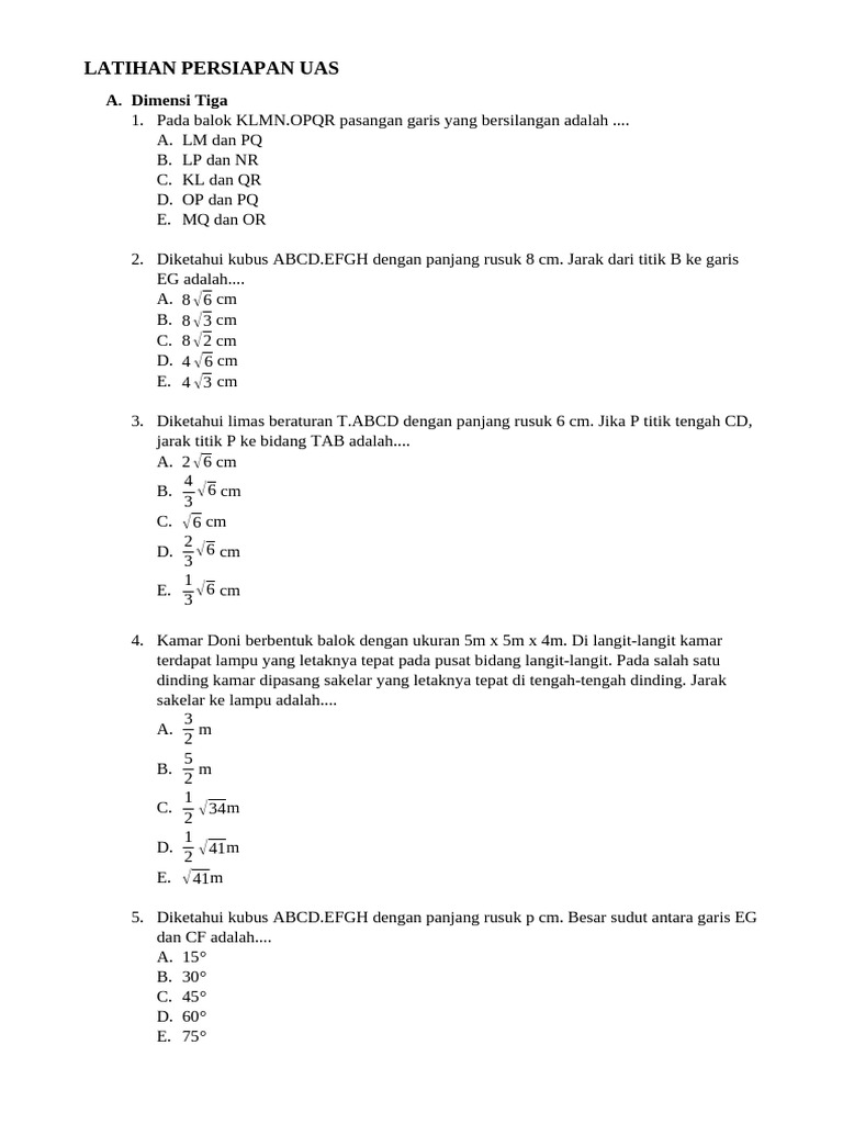 Latihan UAS Matdas IPA | PDF