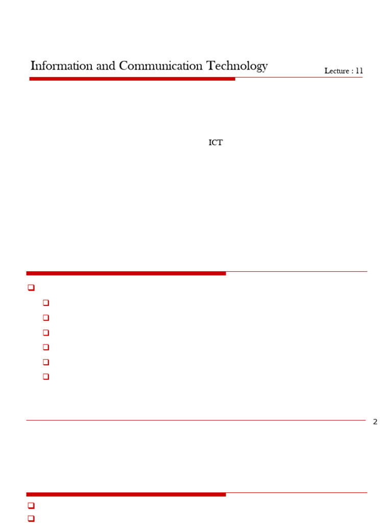 ICT Lecture 11 | PDF
