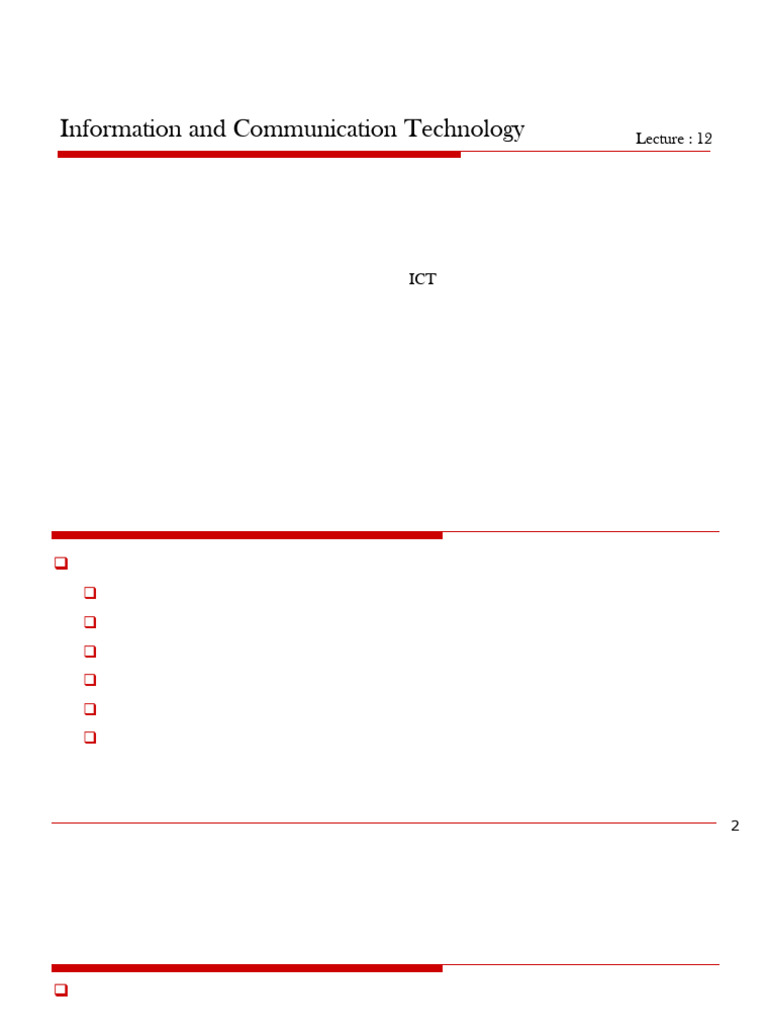 ICT Lecture 12 | PDF