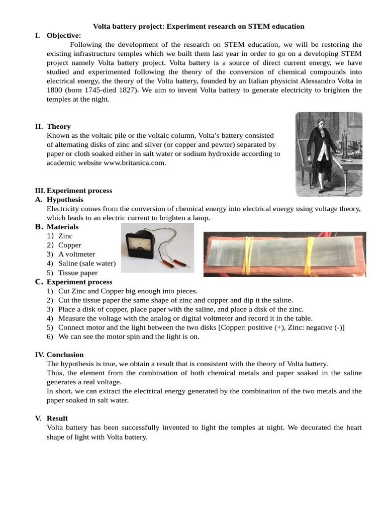 Approved Volta battery Project | PDF