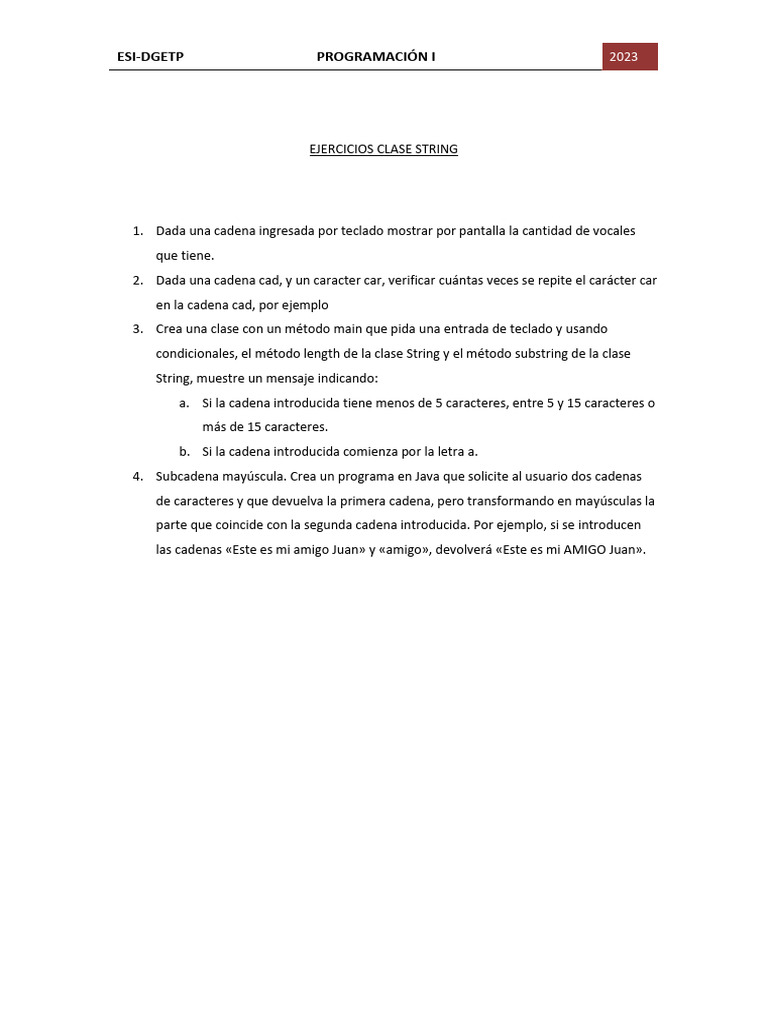 EJERCICIOS_STRING | PDF