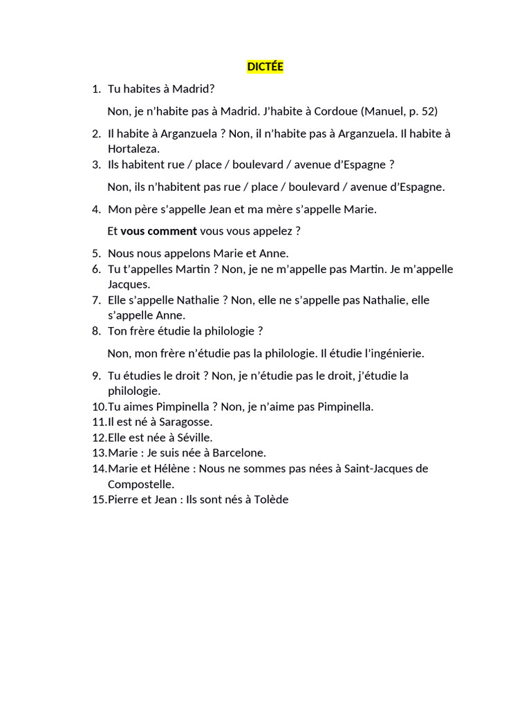 ANNEXE CAHIER 1 A1 DICTÉES | PDF