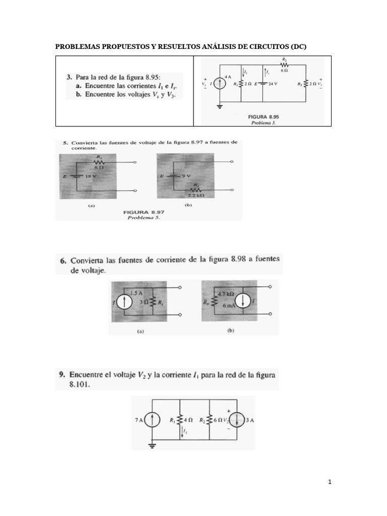 Problemas Propuestos y Resueltos Cktos Elect Metodos Analisis | PDF