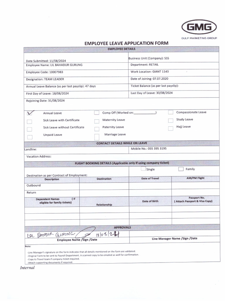Annual Leave Form - Lil | PDF