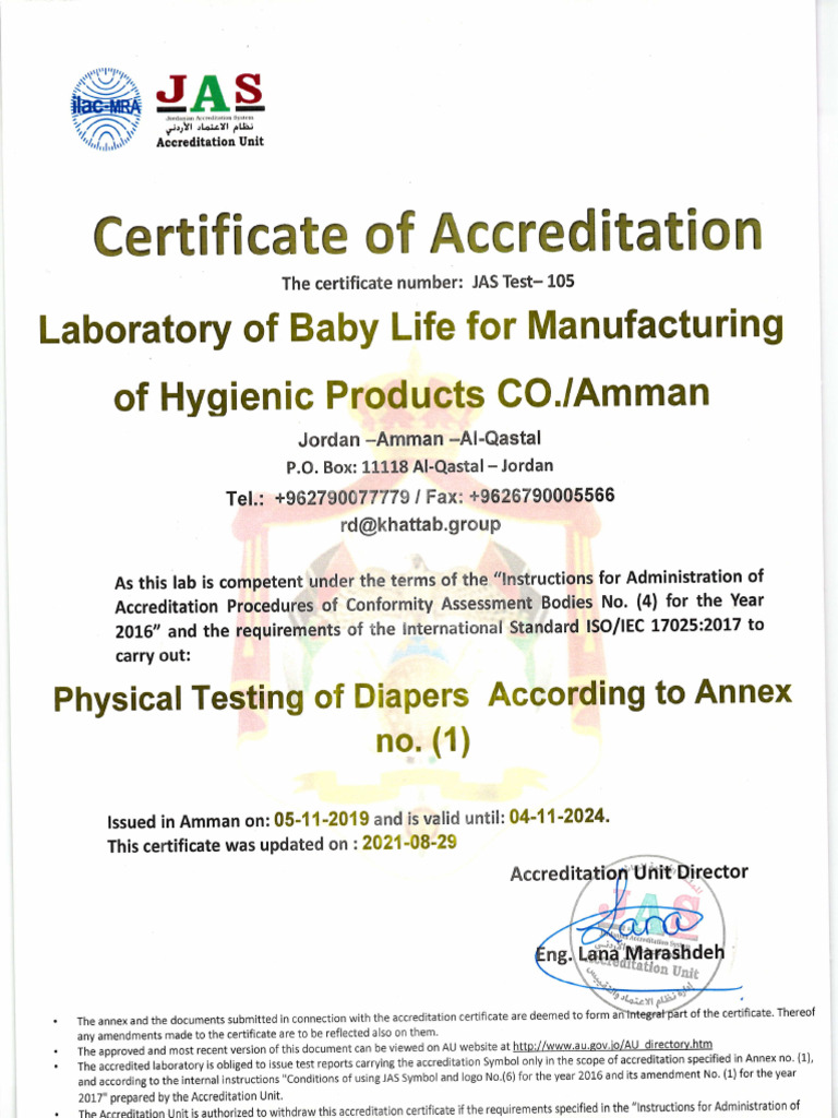 Certificate: JAS of Accreditation | PDF