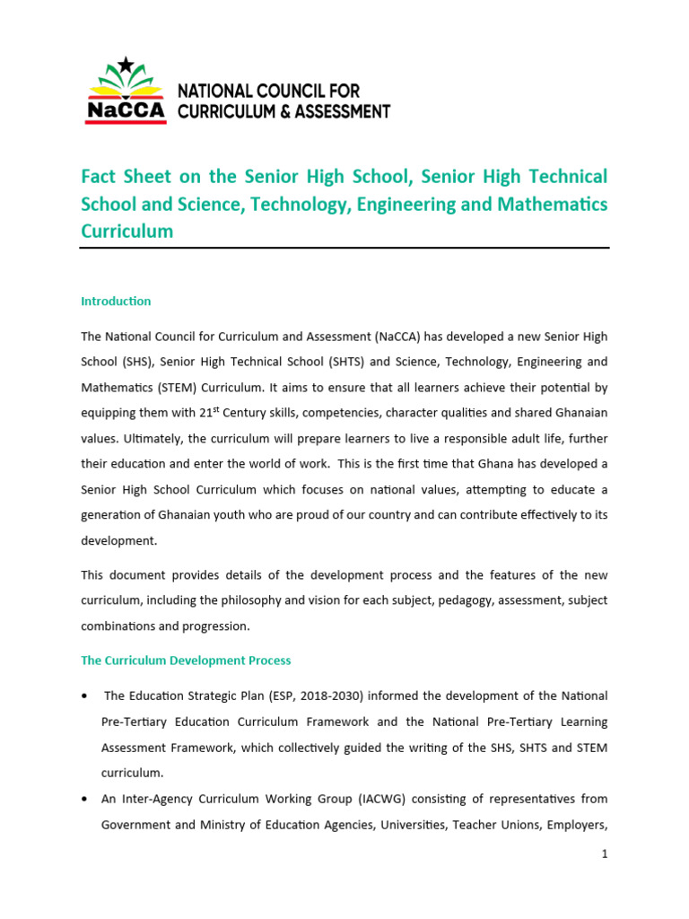 Fact - Sheet New Secondary Educ Curriculum | PDF