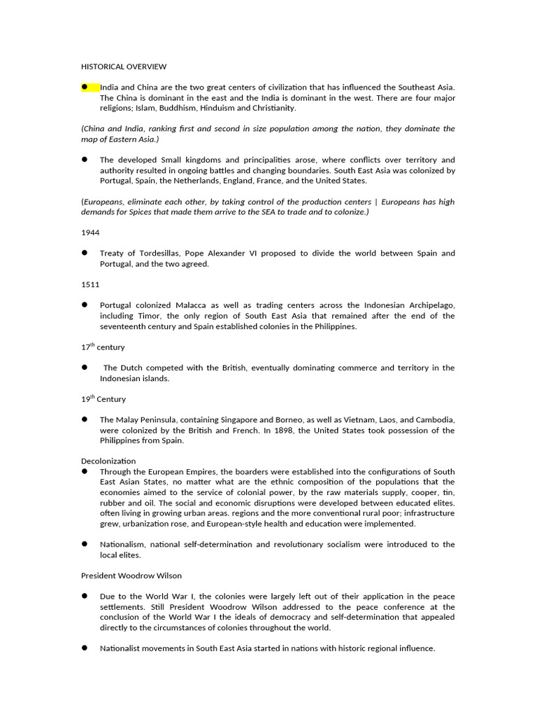 Timeline - Pol. & Gov. of SEA | PDF