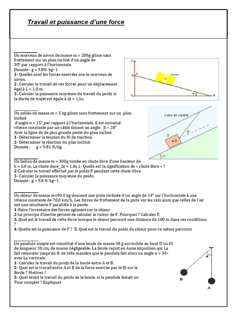 Série2 Travail Et Puissance d’Une Force | PDF