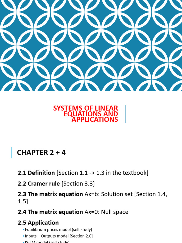 Chap 2 + Chap 4. Linear System | PDF