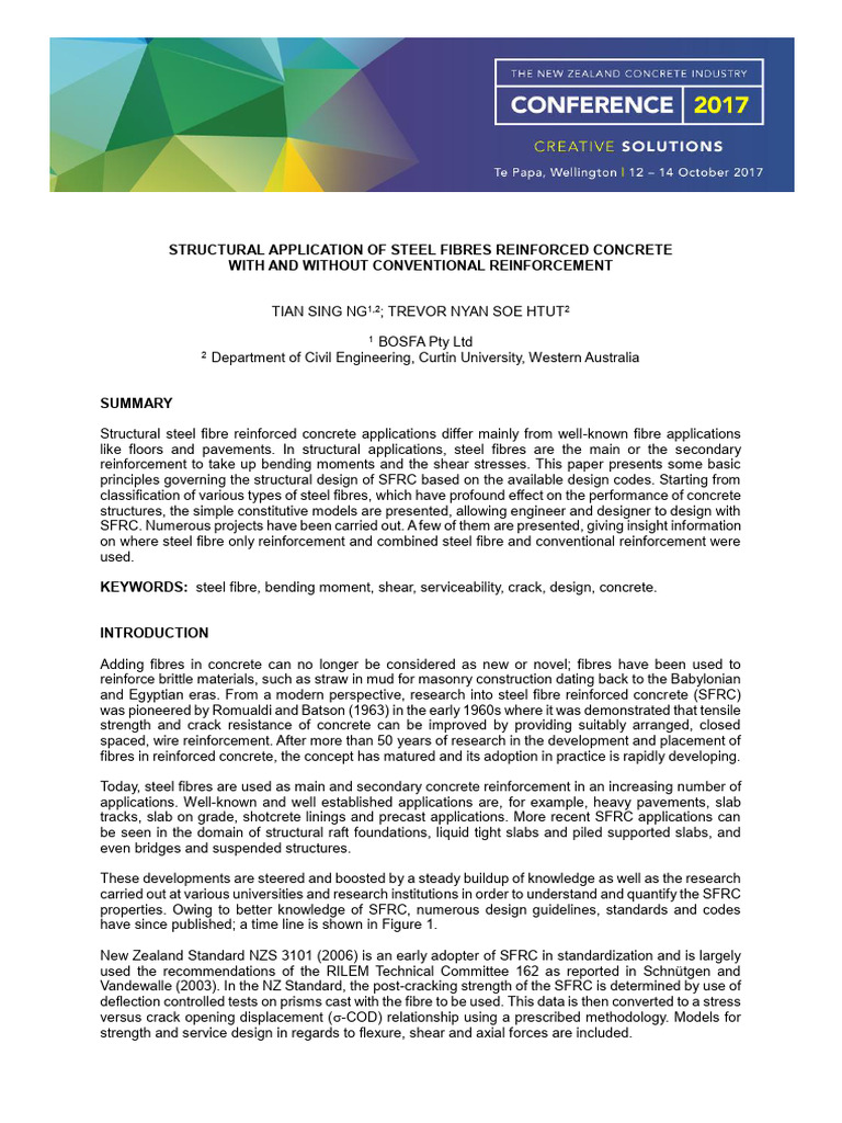 Structural Application of SFRC Concretenz Conference Wellington 2017 | PDF