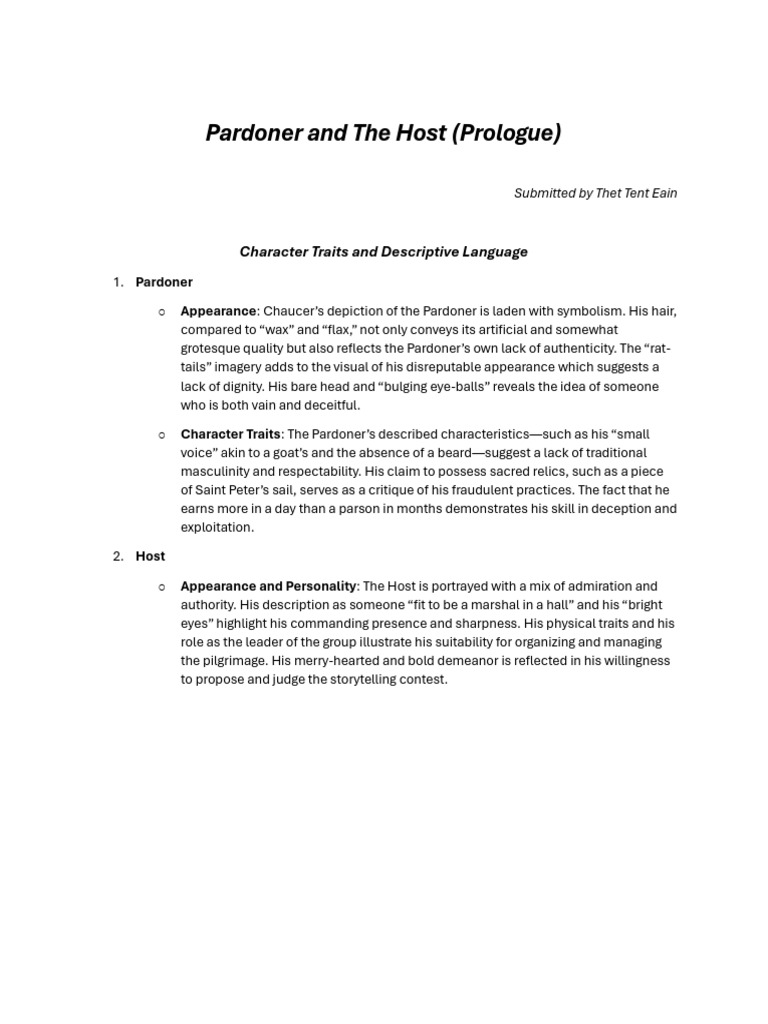 Pardoner and The Host | PDF