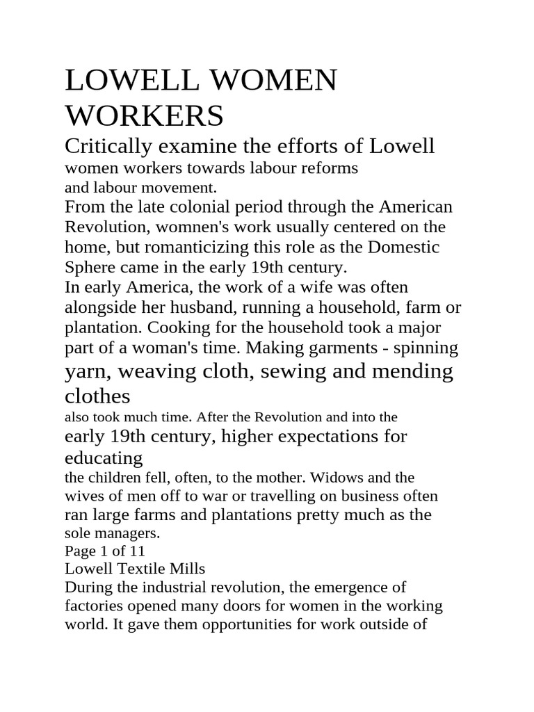 Lowell Women | PDF
