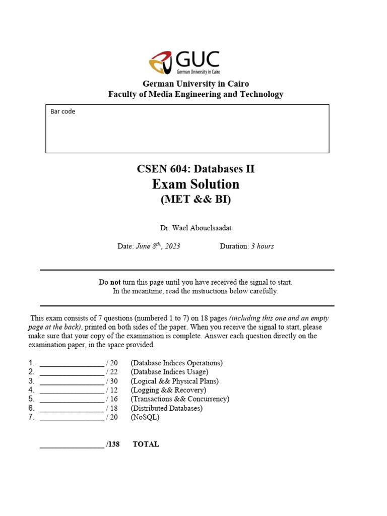 2023 DBII Exam Ver3 Solution | PDF