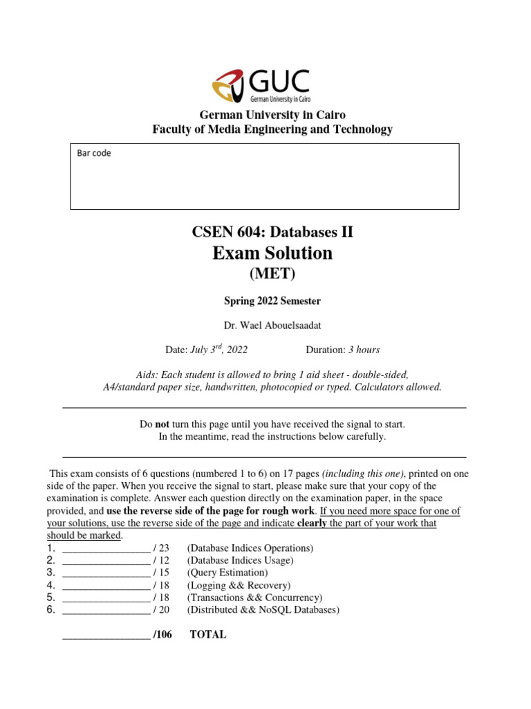 2022 DBII Exam Ver3 Solution | PDF