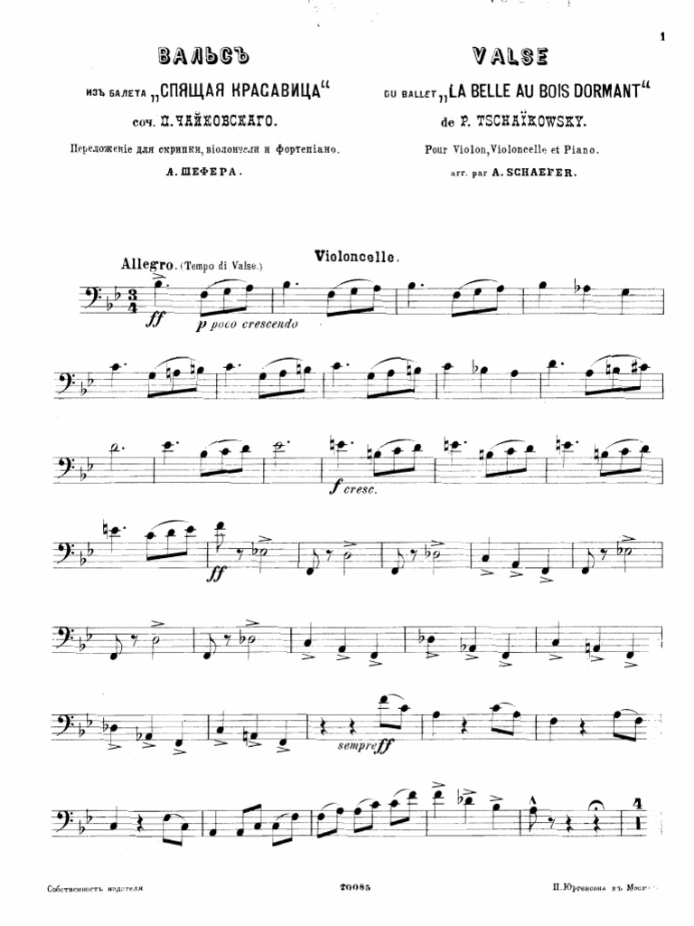 Waltz Sleepping Beauty Cello | PDF