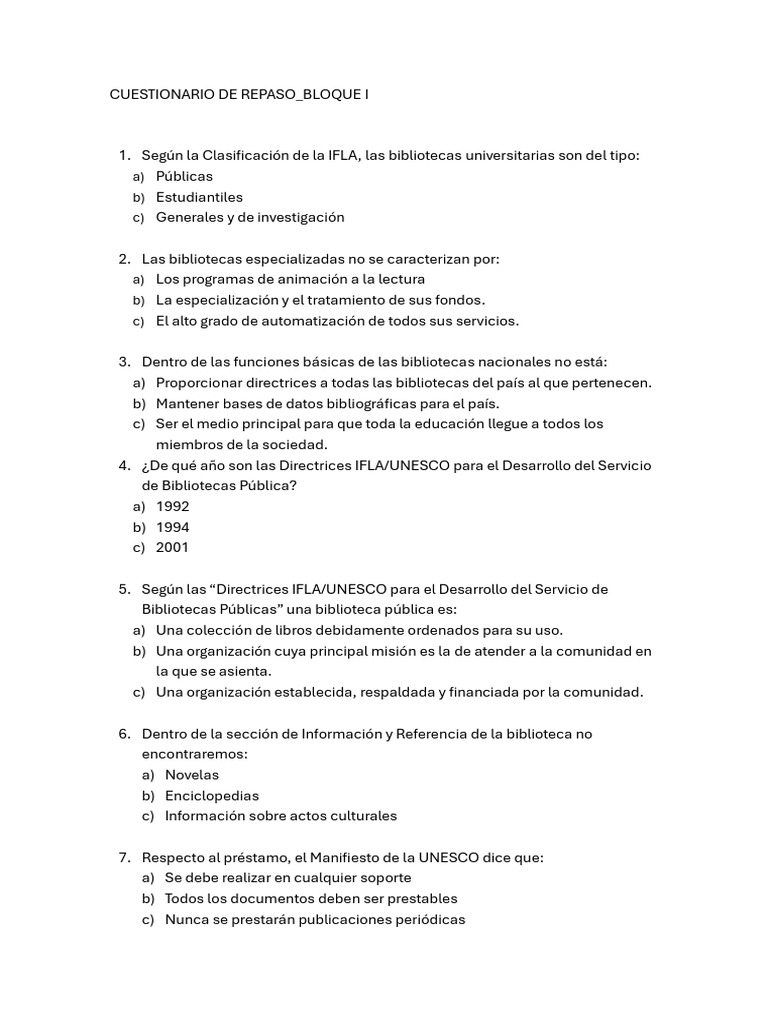 Comparto 'Cuestionario+Repaso+Bloque+I - Silvia' Con Usted | PDF