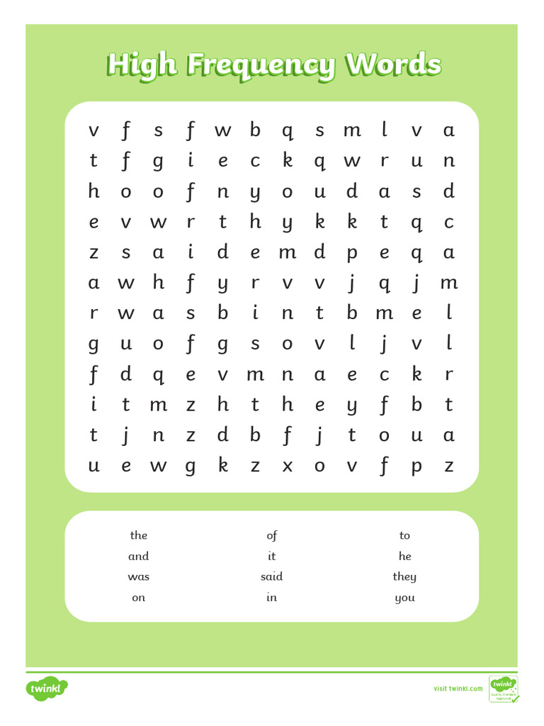 T L 5098 Highfrequency Words Word Search - Ver - 4 | PDF