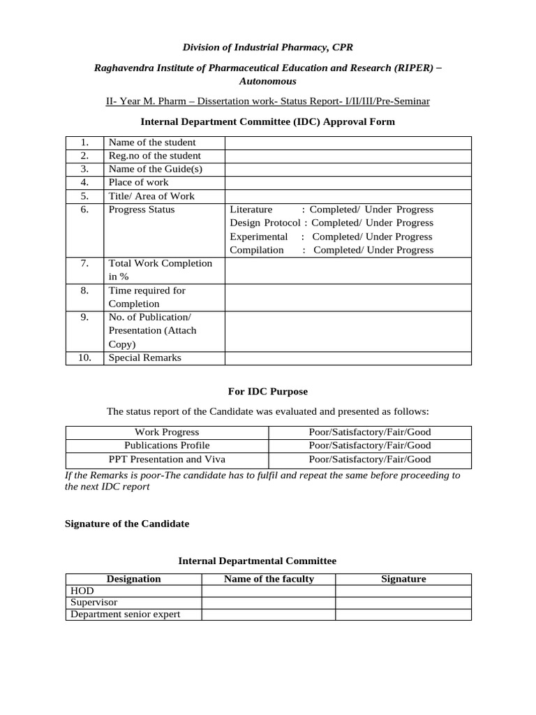 IDC Form Pharmaceutics | PDF