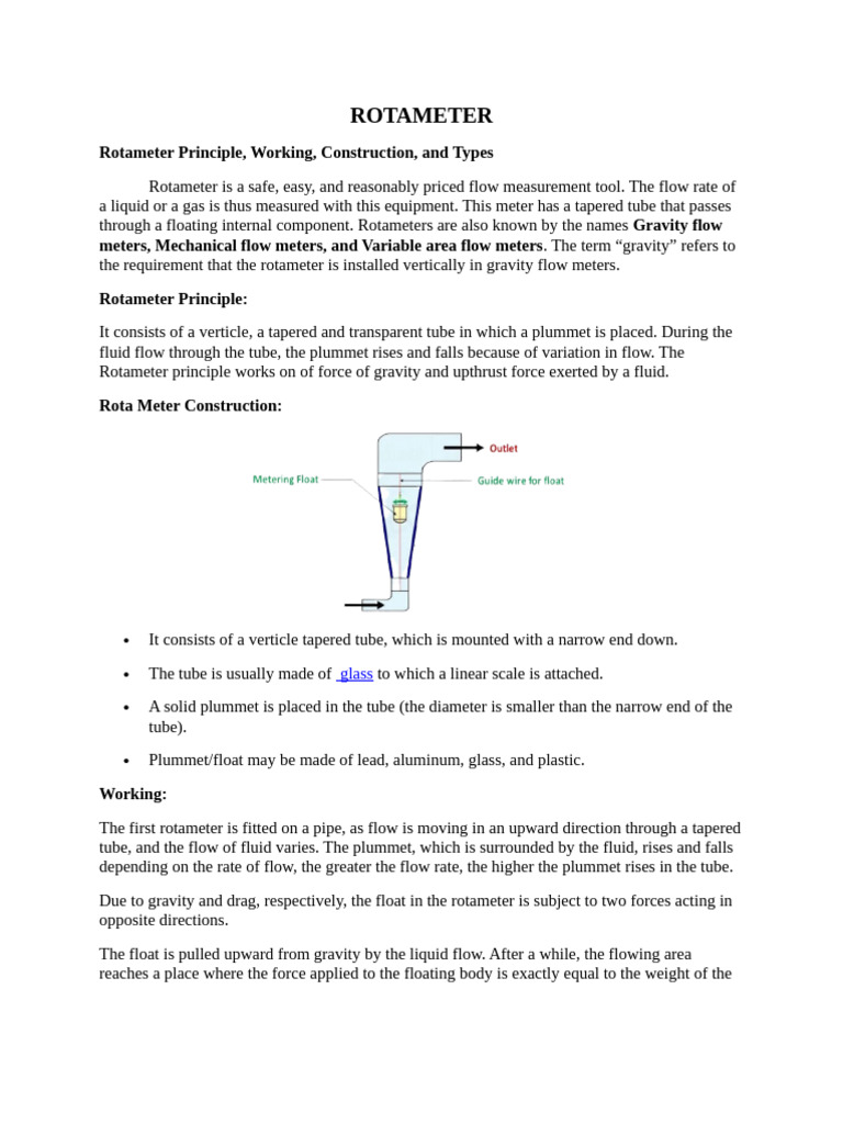 Rotameter | PDF