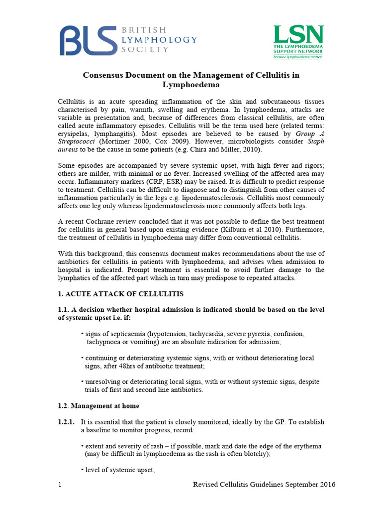 British Lymphology Society Guidelines For The Management of Lymphoedema ...