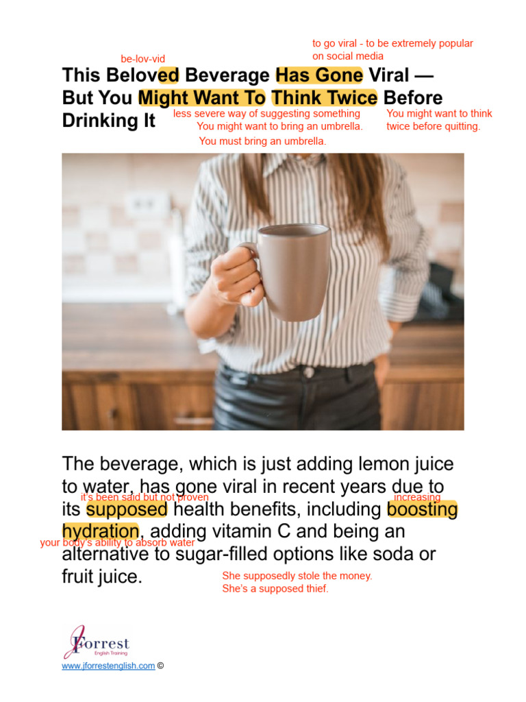 This Beloved Beverage Has Gone Viral Article Review by JForrest English ...