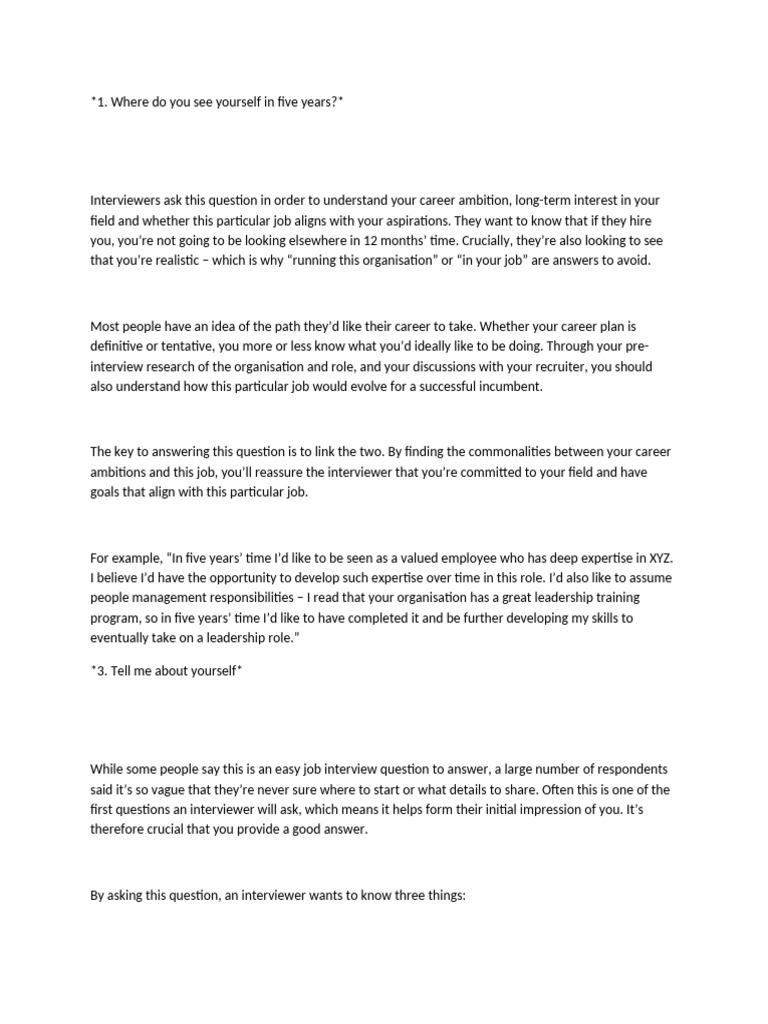 Interview Answers | PDF