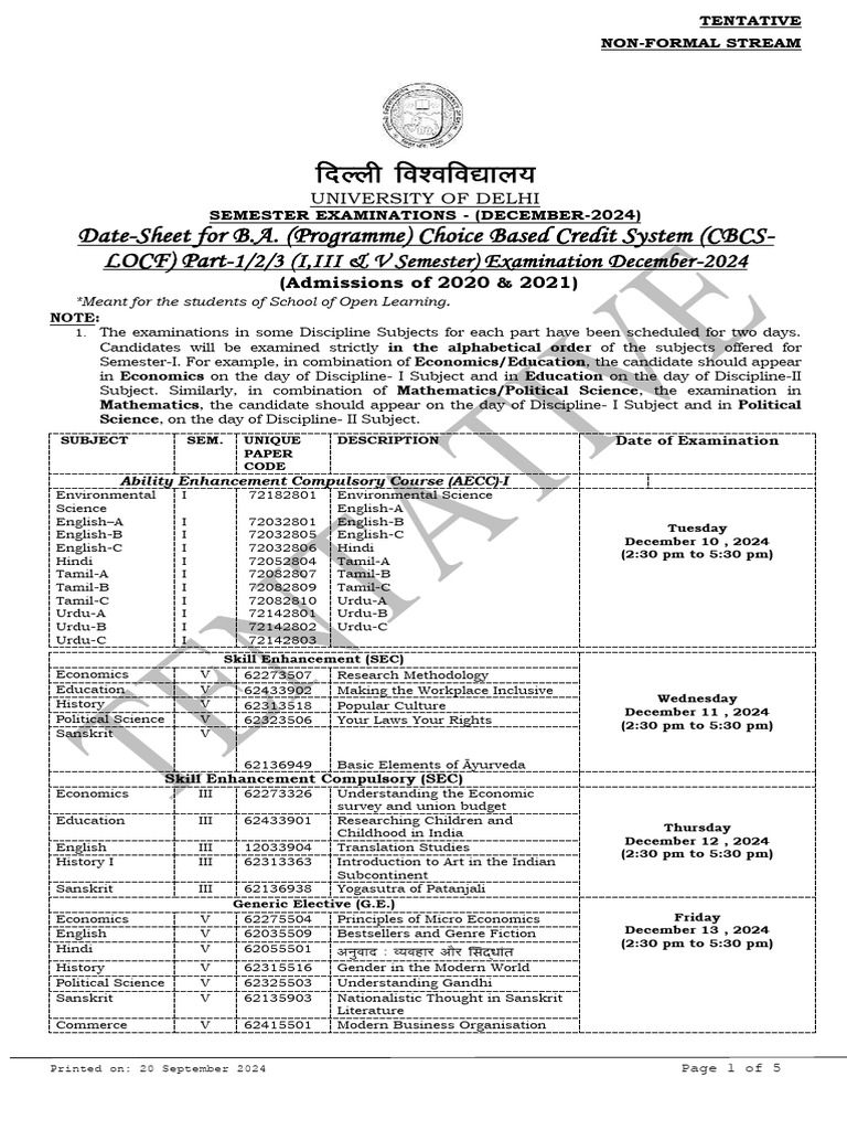 2024 09 20 CBCS Sol Bap 22 Sem.v Iii I | PDF