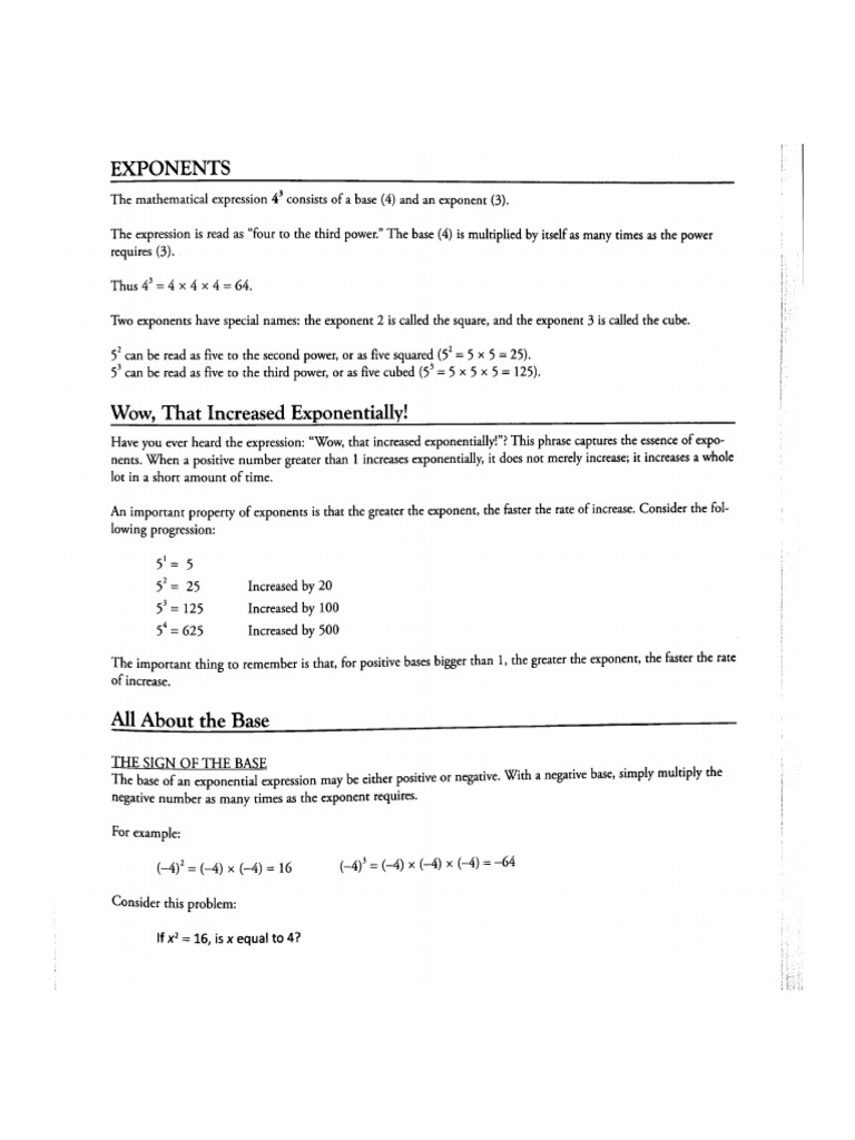 Notes-Exponents and Roots | PDF
