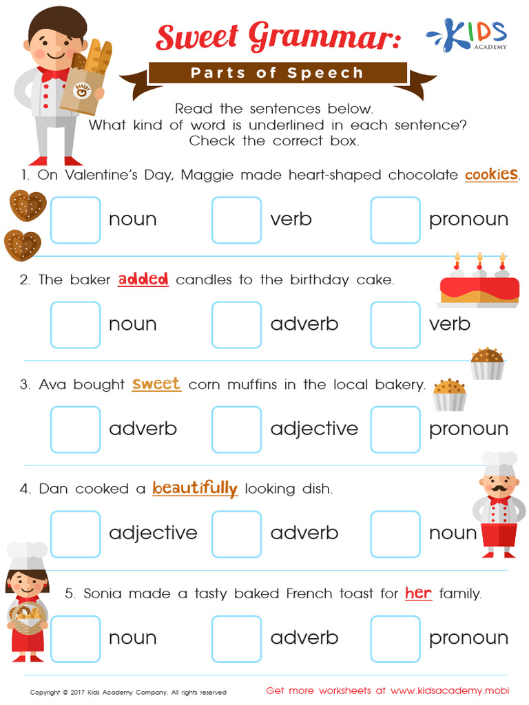 Grade 3 Parts of Speech Worksheet | PDF