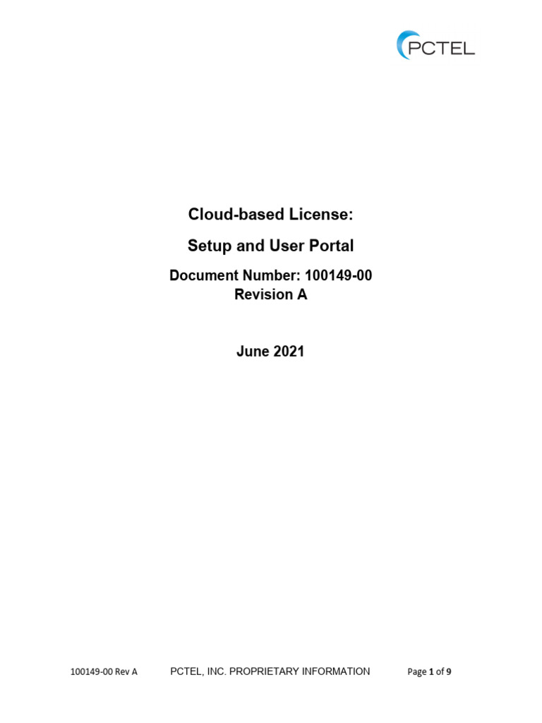 Cloud-Based License - Setup and User Portal - Rev A | PDF