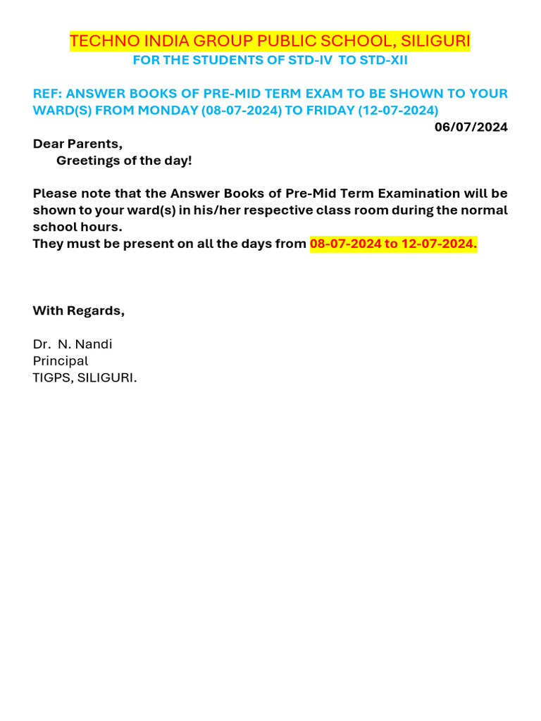 Information For Std-IV To Std-Xii | PDF