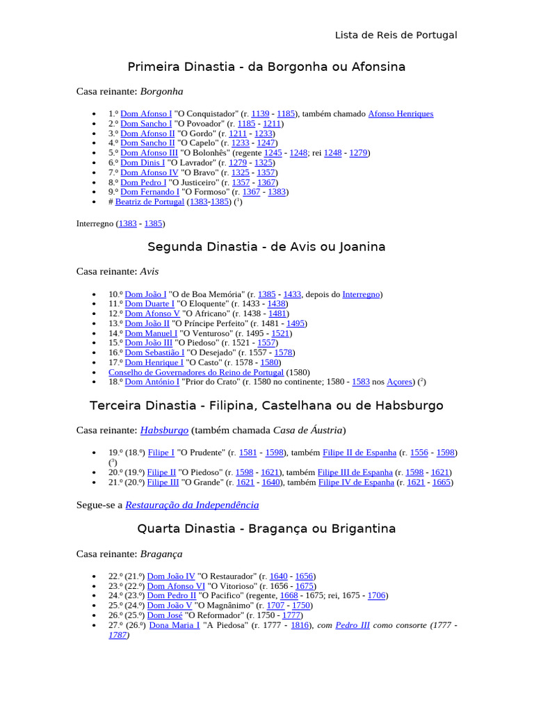Reis de Portugal | PDF