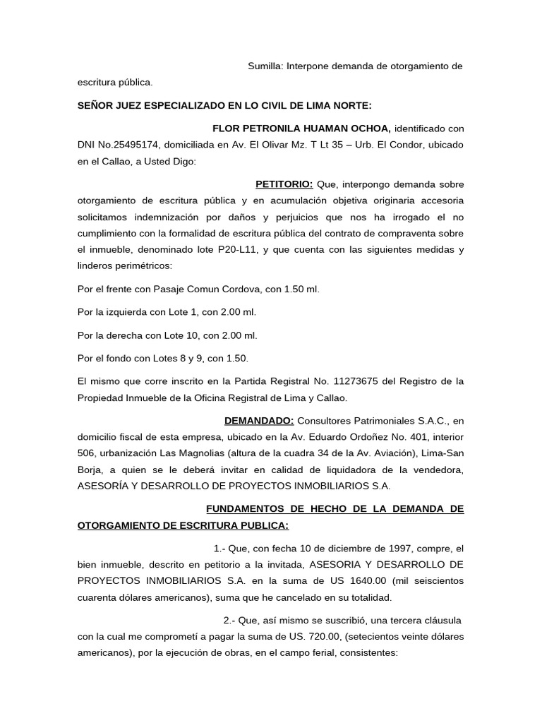 Demanda Flor Huaman | PDF