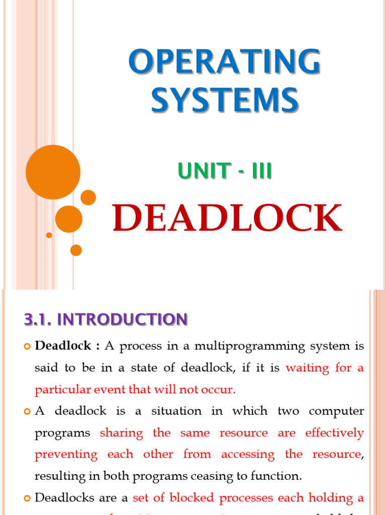 Unit-Iii Deadlock | PDF