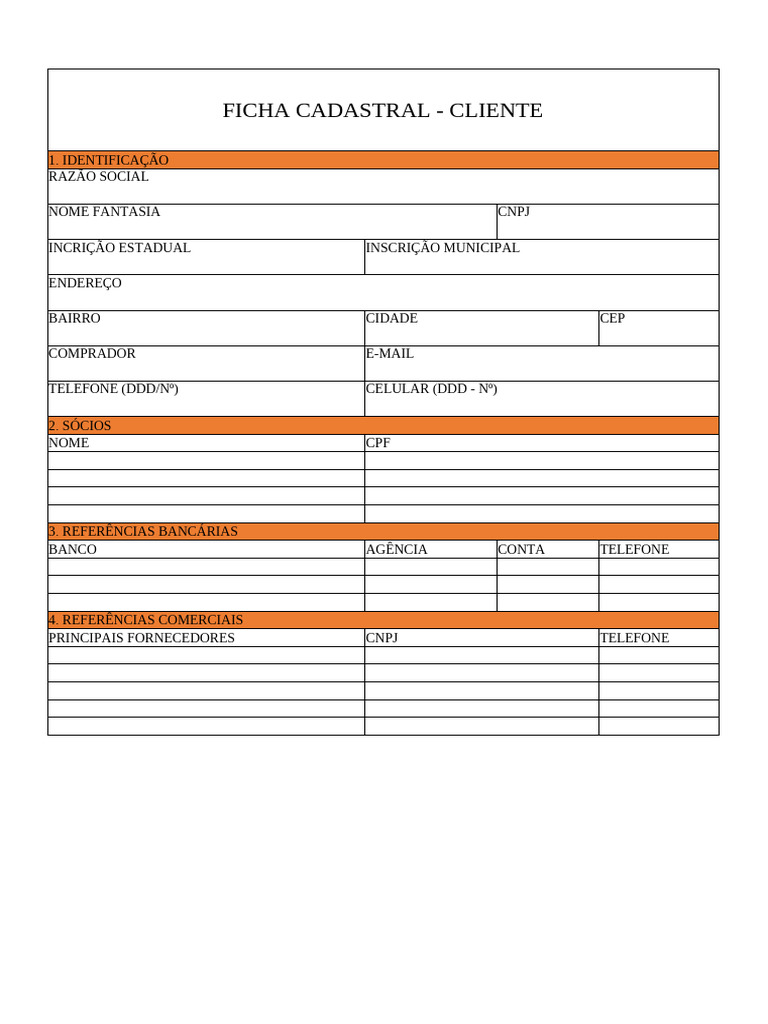 FICHA CADASTRAL CLIENTE | PDF