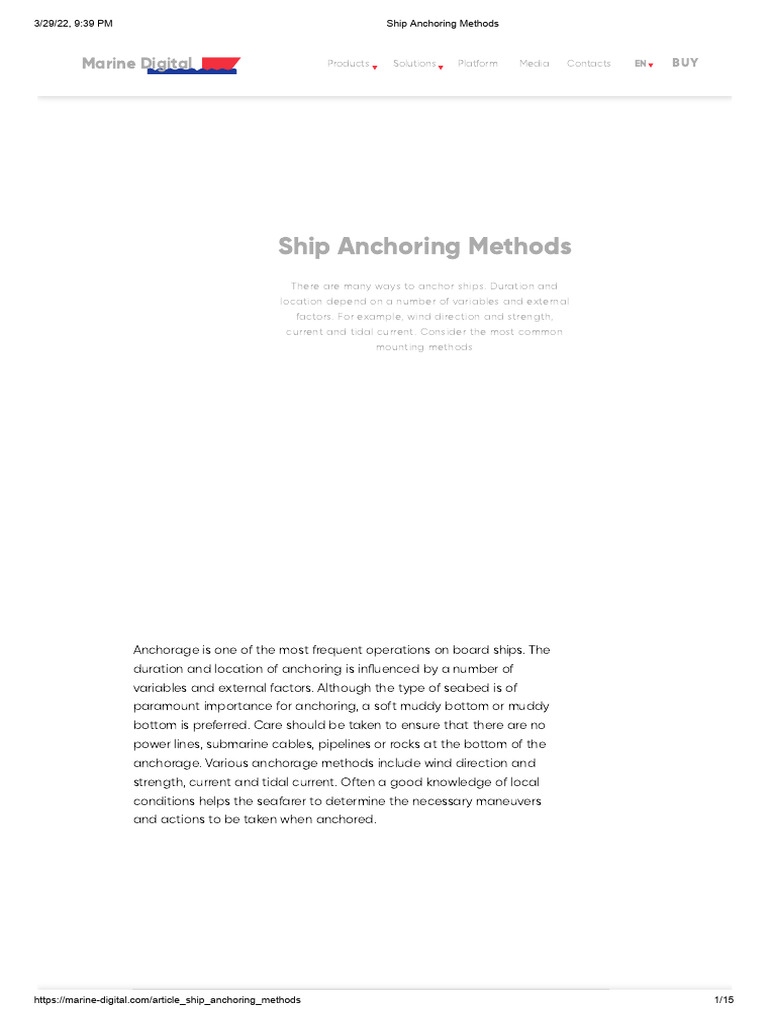 Ship Anchoring Methods | PDF
