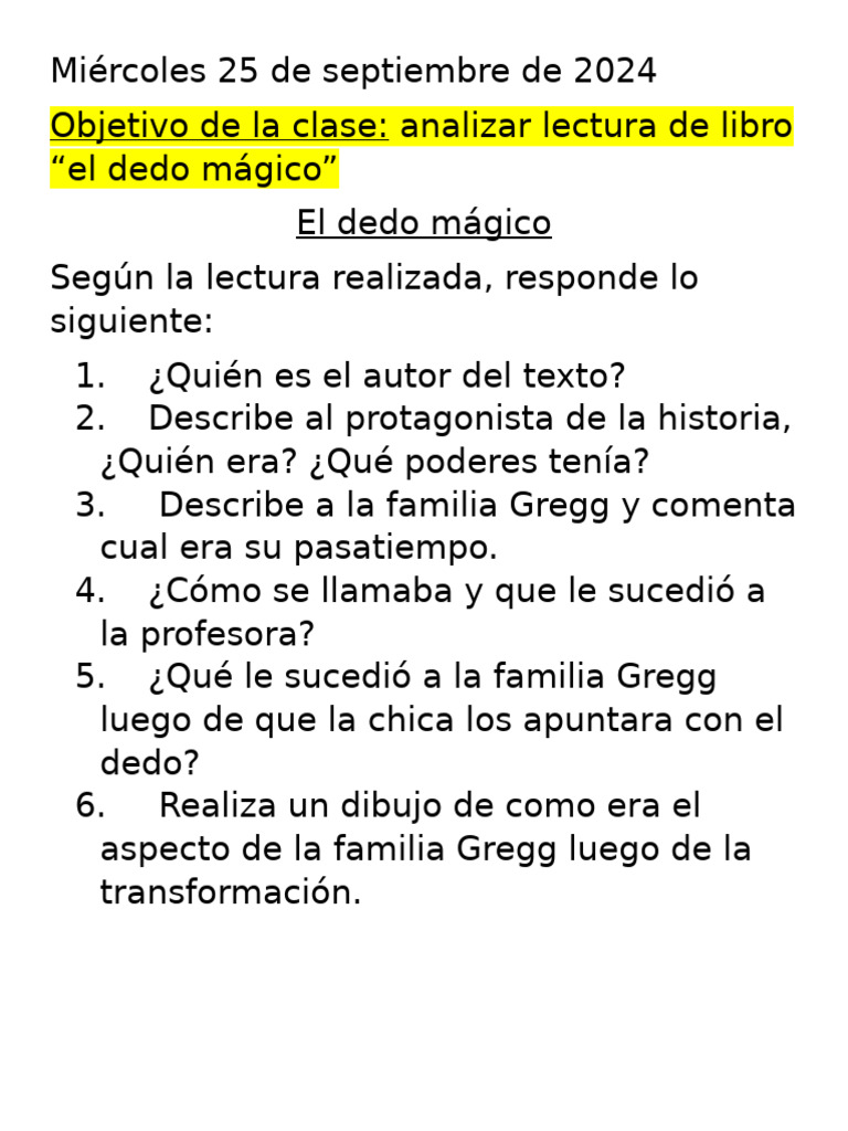 Actividad El Dedo Magico | PDF