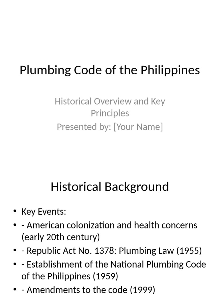 Plumbing Code of Philippines Presentation | PDF