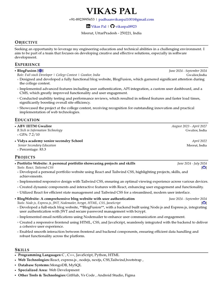 Vikas Pal Resume | PDF