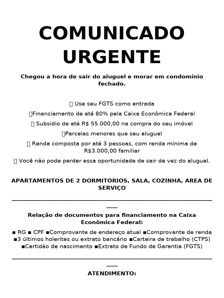 Comunicado Urgente | PDF