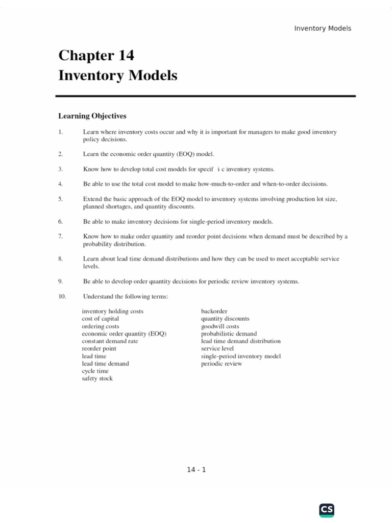 Inventory Models | PDF