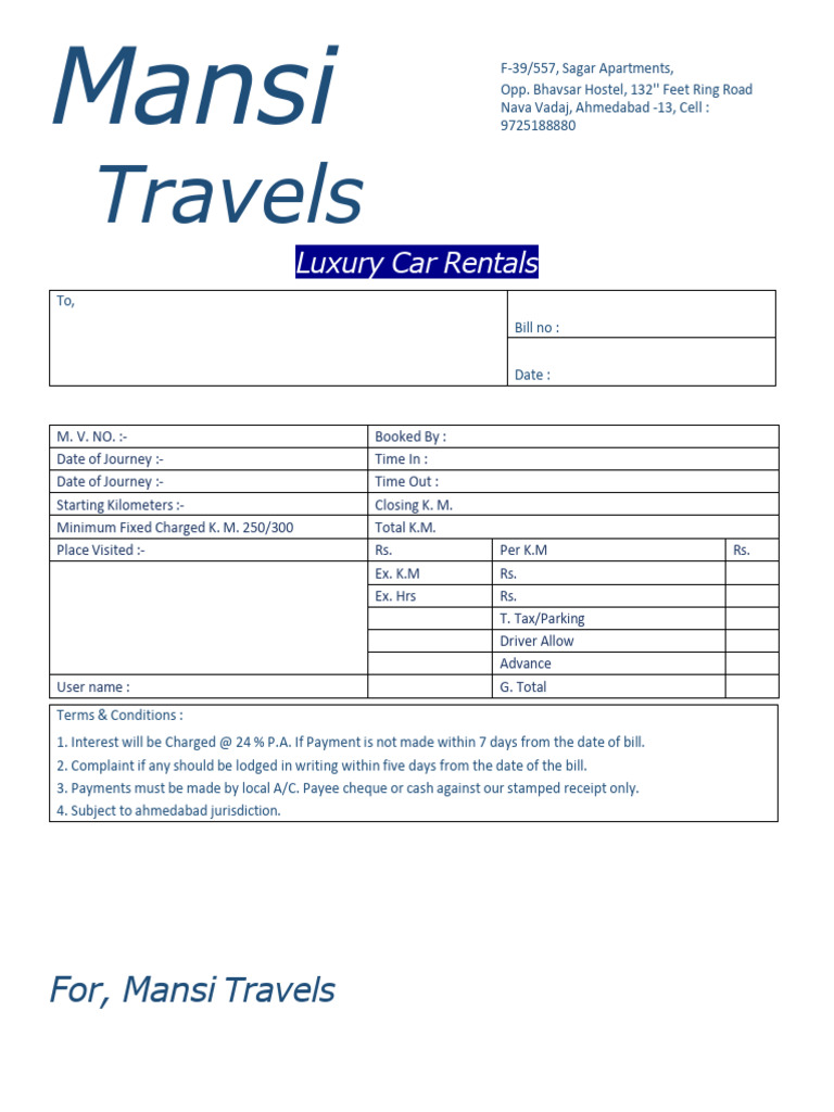 Mansi Travel Bill1 | PDF