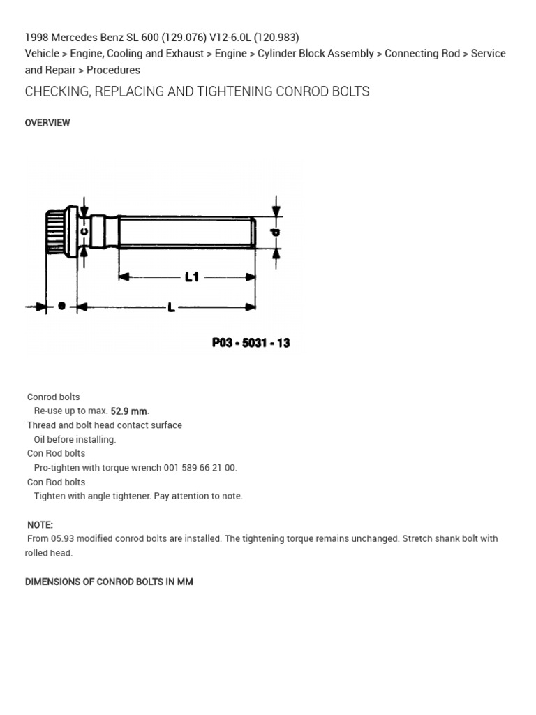 Checking, Replacing and Tightening Conrod Bolts (Connecting Rod ...