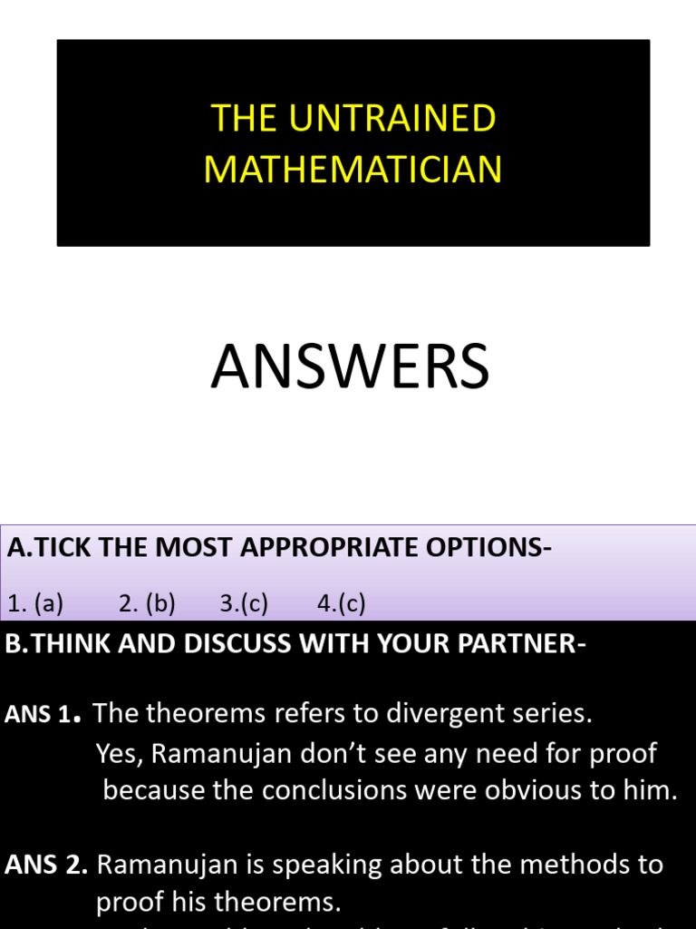 The Untrained Mathematician: Answers | PDF