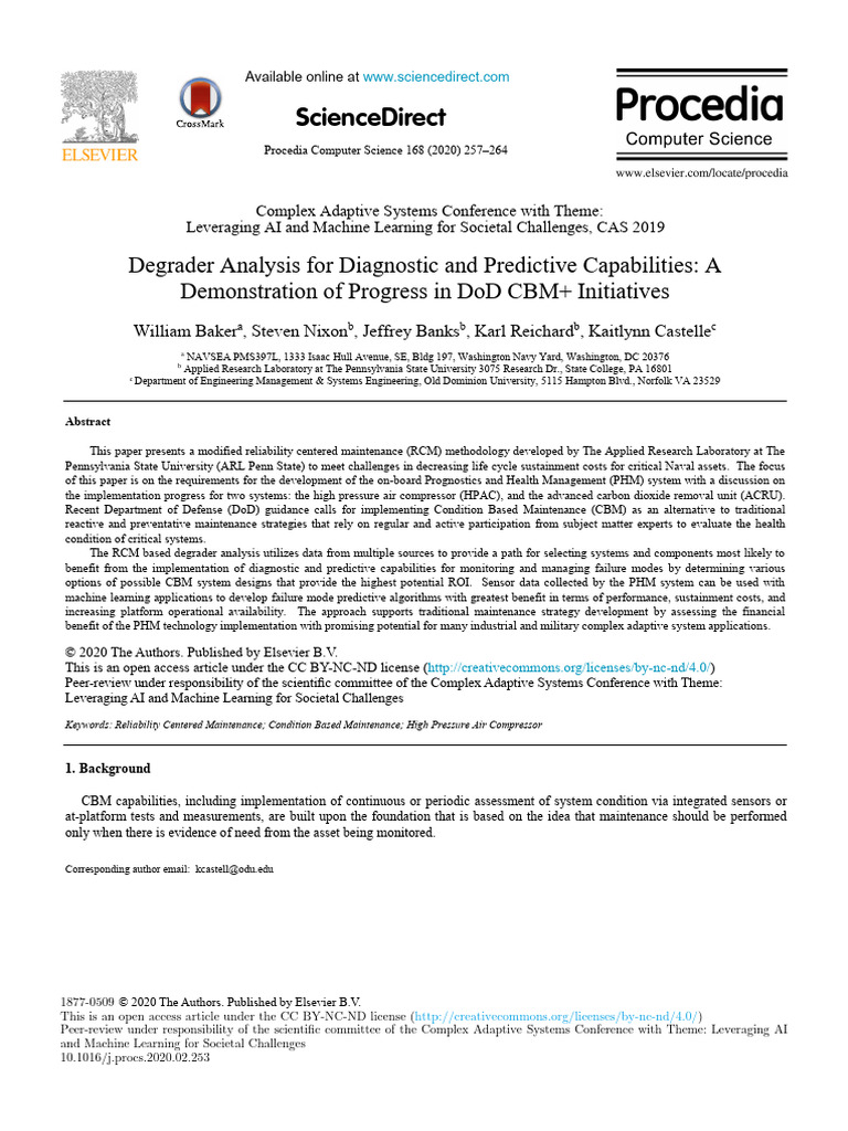 Degrader Analysis For Diagnostic and Predictive Capabiliti 2020 ...