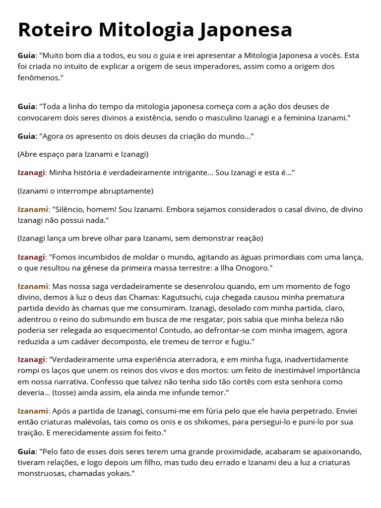 Roteiro Mitologia Japonesa 20240506 165610 0000 | PDF